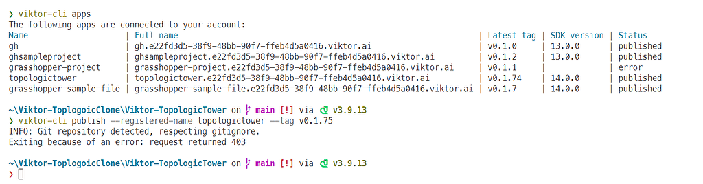 Exiting because of an error: request returned 403 - Bug & Error Reports - VIKTOR Community